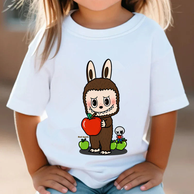 2024 Labubu Pop Mart เสื ้ อยืดเด ็ กนุ ่ มสบาย Unisex Labu Boo สีต ่ ...