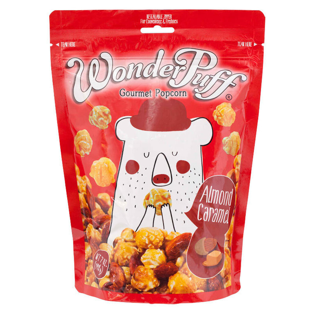 Wonder Puff Gourmet Popcorn Almond Caramel ข้าวโพดผสมอัลมอนด์เคลือบคารา ...