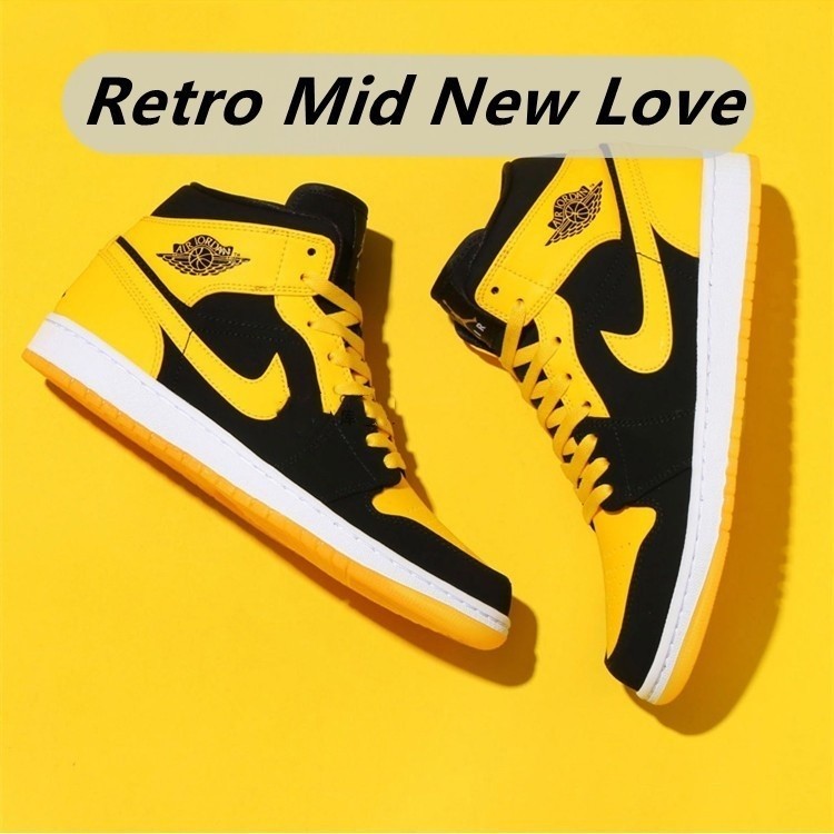 108 สี ก ---- J1 Retro Mid New Love 2017 สีดําสีเหลืองรองเท้าบอร์ดสูง ...