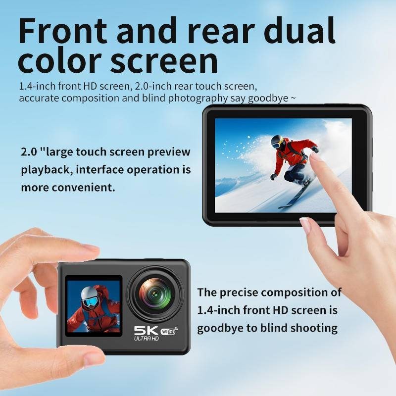 5k 24MP WiFi Action Camera Ultra HD 30M กล้องใต้น้ําจอแสดงผลคู่พร้อม ...