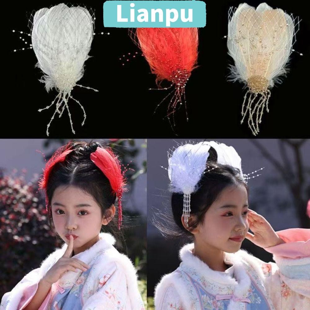 กิ๊บติดผม LIANPU, คลิปหน้าม้ามุกขนนกนางฟ้า, หรูหรา 20s Gatsby Flapper ...