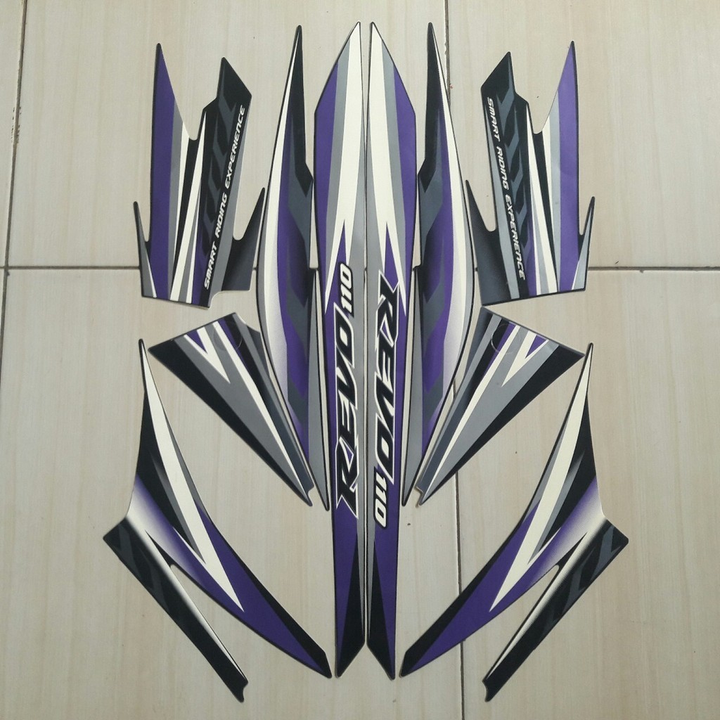 Hitam UNGU Striping สติ๊กเกอร์มอเตอร์ไซค์ honda revo 110 2011 std สี ...