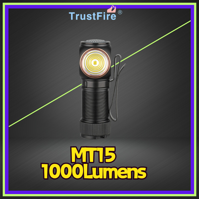 Trustfire MT15 ไฟฉาย LED 1000LM USB C 16340 EDC หัวมุม MVP ออปติก พร้อม ...