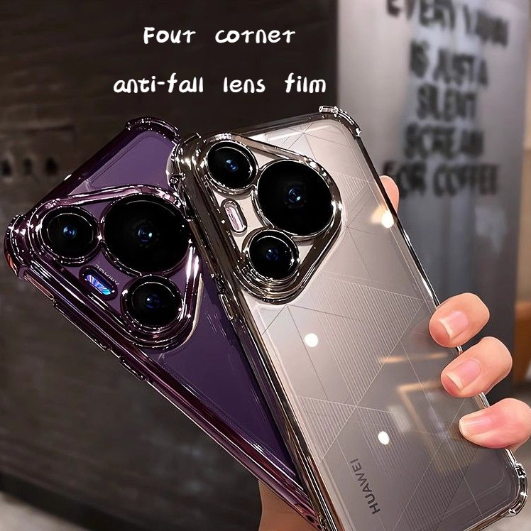 การป้องกันสี่มุมเคสป้องกันสําหรับ Huawei Pura 70 Ultra P60 P50 P50E P40 P30 Pro Pro+ TPU soft มา ...