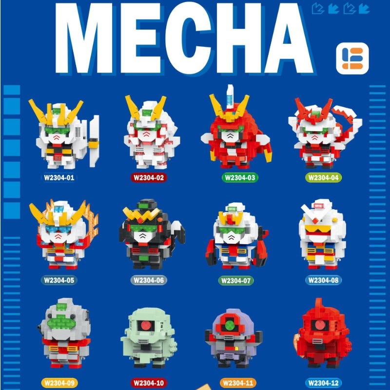 12 Design Mecha Building Blocks ของเล่นการ์ตูนปริศนาตัวเลขบล็อกของเล่น ...