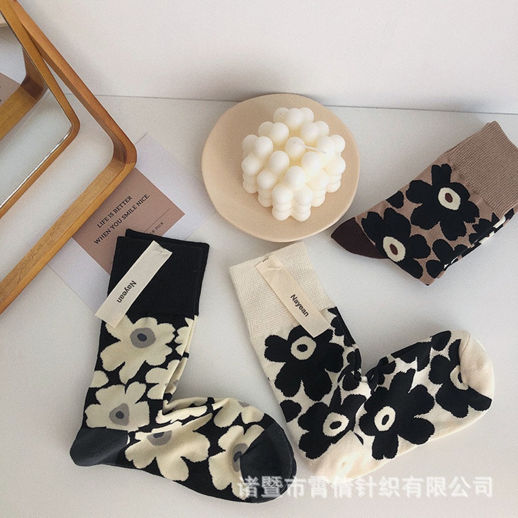 สไตล์เกาหลี Ins Chic Elegant ถุงเท้าดอกไม้ขนาดเล็กอินเทอร์เน็ตคนดังอิน ...