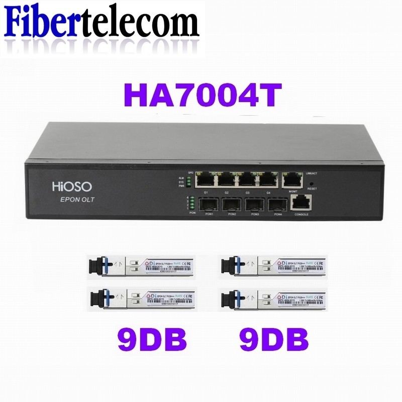 Hioso HA7004T EPON olt 4 พอร์ต ftth olt AC100-240V Access 256 onus 4pon ...