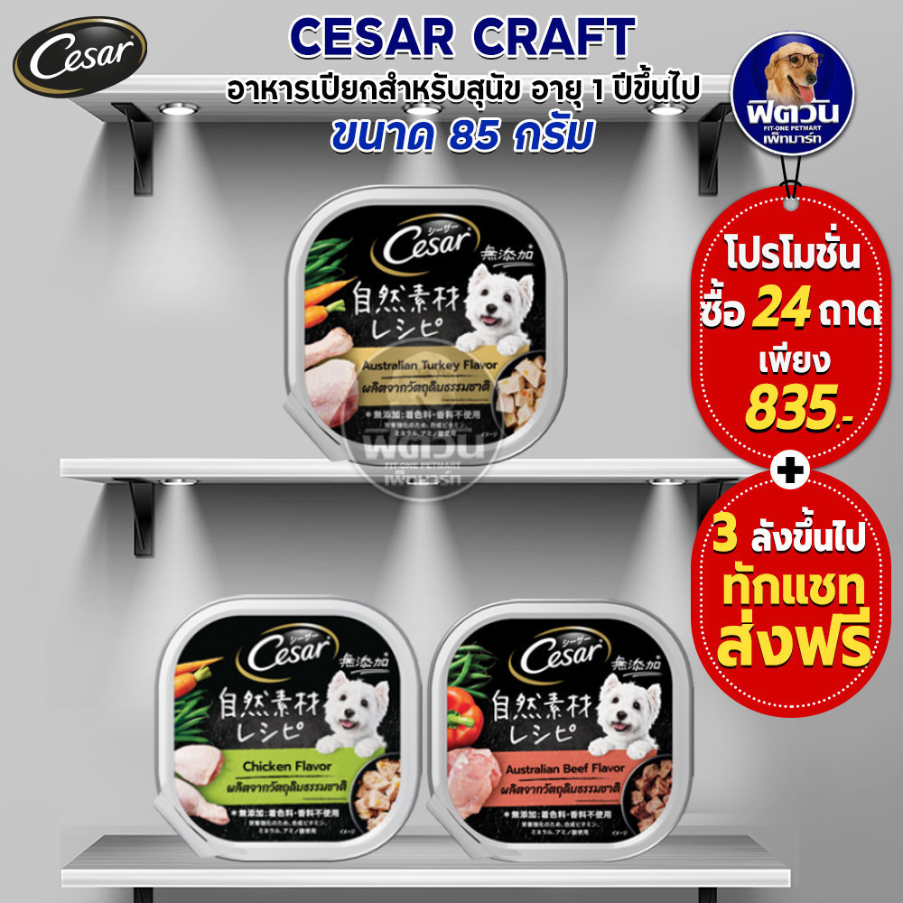 Cesar Craft อาหารเปียกสุนัข ชนิดถาด 85กรัม สูตร/รส/กลิ่น ไก่{อาหารเปียก ...