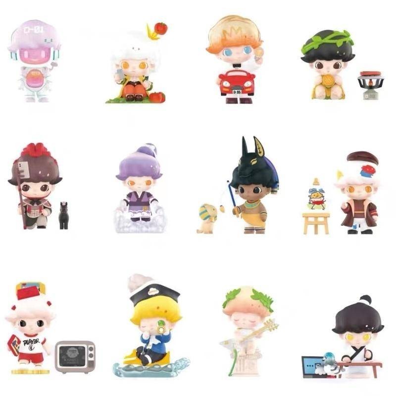 P POPMART DIMOO Time Roaming Series รูปกล่องปริศนาตุ๊กตาตกแต่งของขวัญ ...