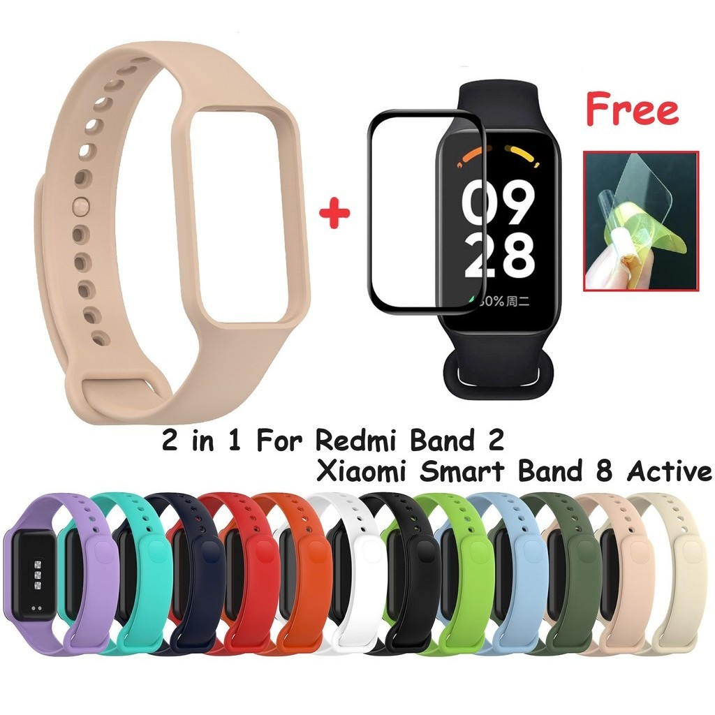 สายซิลิโคนสําหรับ Redmi Band 2 Xiaomi Smart Band 8 Active กันน ้ ํากีฬาสายรัดข ้ อมือแฟชั ่ น ...