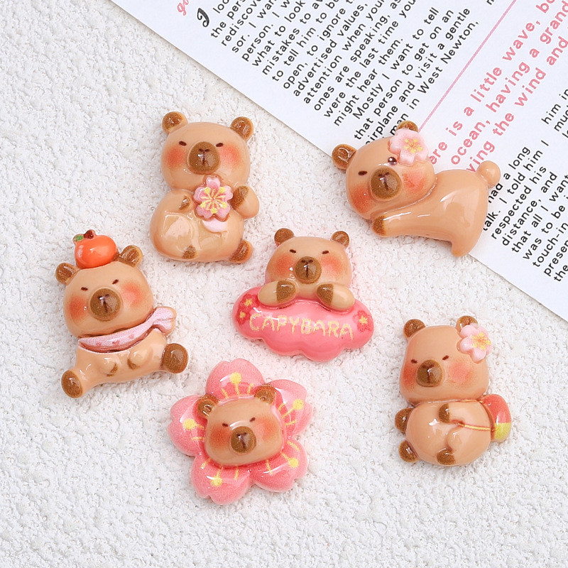Kapibara Capybara เรซิ่นอุปกรณ์เสริมครีมกาว diy Handmade Hairpin Hole ...