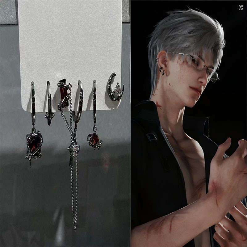 6 ชิ้นเกม Love และ Deepspace Sylus Crow คอสเพลย์ต่างหู Dark Gothic อิน ...