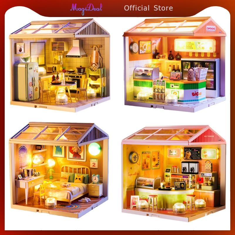 Magideal บ้านตุ๊กตา DIY พร้อมเฟอร์นิเจอร์ Tiny House Mini Kits for ...