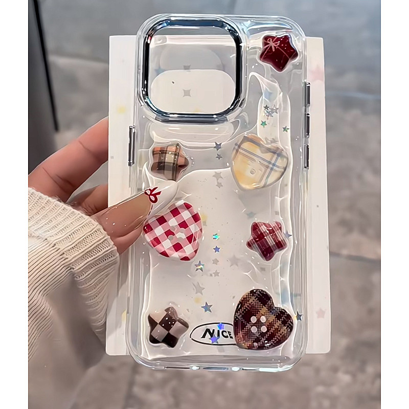 3d ฝังสีสัน star ปุ่มเคสโทรศัพท์สําหรับ iPhone 11 12 13 14 15 16 Pro ...