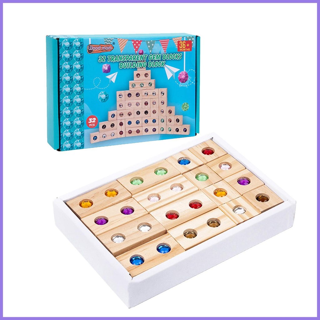 Rainbow Stacking Toy Blocks ชุดของเล่น Building Stacking Cube อะคริลิค ...