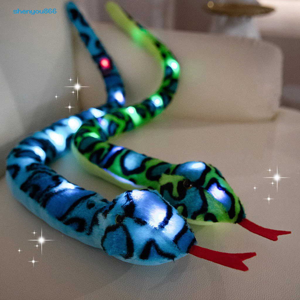 Syn-led Light Up งูตุ๊กตาของเล่นสีสัน Luminous จําลองงู Plushie ตุ๊กตา ...