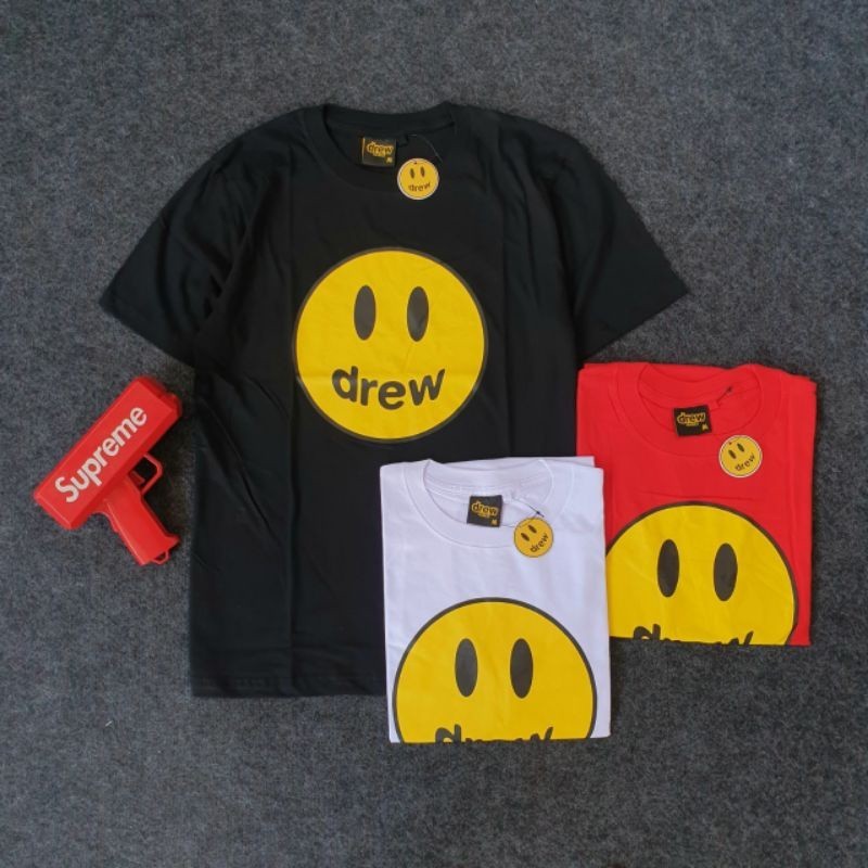 Drew HOUSE T-Shirt EMOJI LOGO FC PREMIUM Code_04 หลวม สไตล์ หนาๆ เซ็กซี่ S-5XL ใส่สบายๆ สีขาว ...