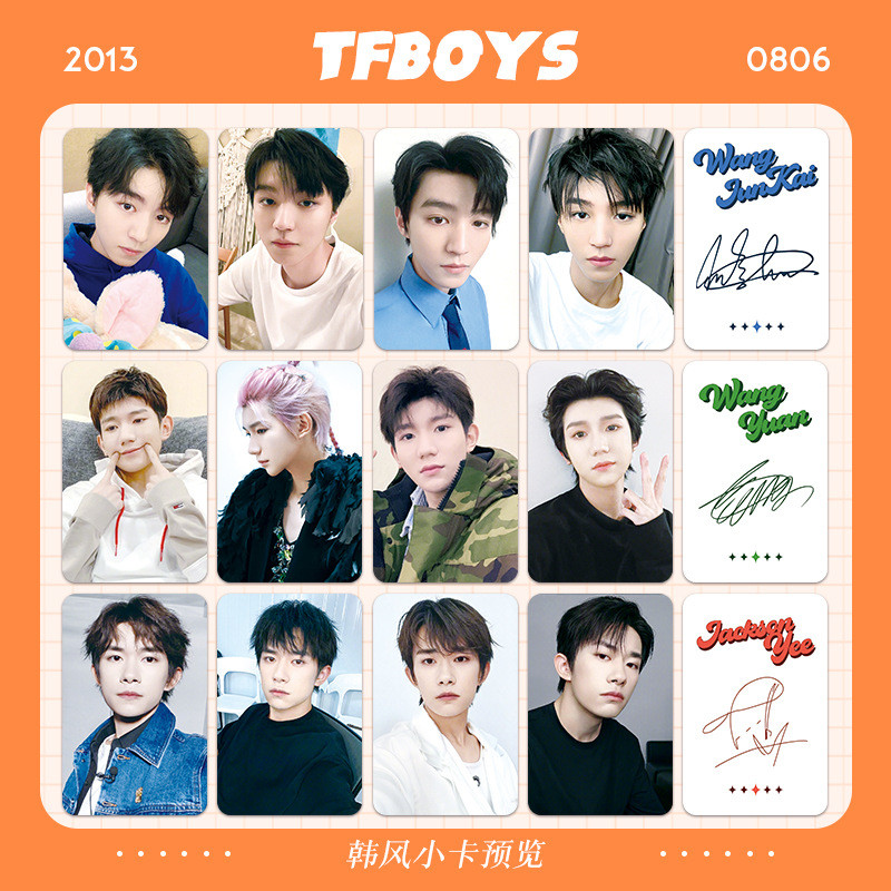 Tfboys สไตล์เกาหลี Photocard 1 ชุด 6 แผ่น Wang Junkai Wang Yuan Yi Yang Qianxi รอบมุม Star ...