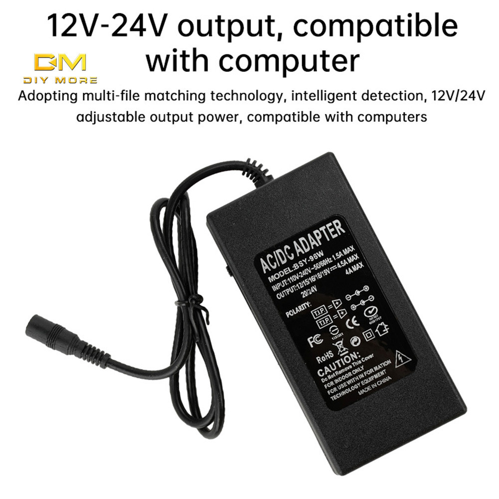 Diymore 96W อะแดปเตอร์ไฟโน้ตบุ๊คมัลติฟังก์ชั่น AC 100-240V ถึง DC 12-24V Universal Interface ...