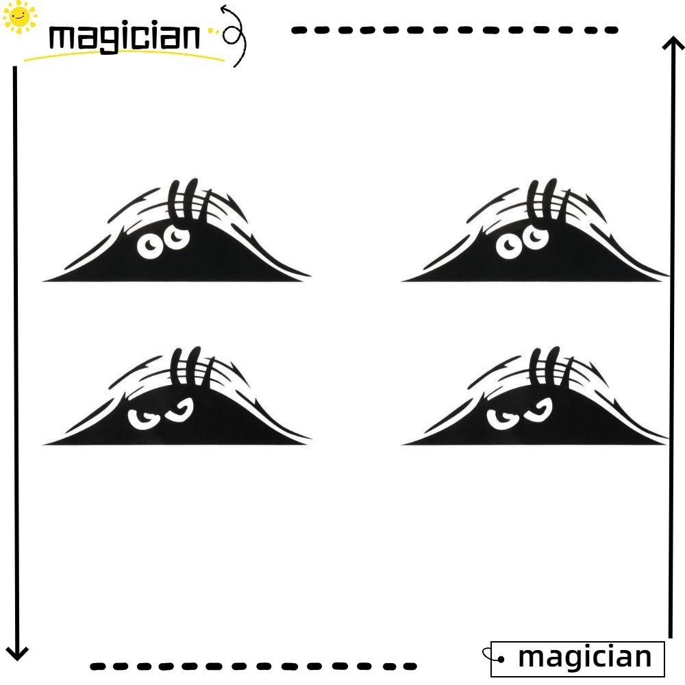 Mag 4pcs Peeking น่ากลัวตารถสติกเกอร์, 19*7 ซม.PET สีดํา Peeking Elf ...