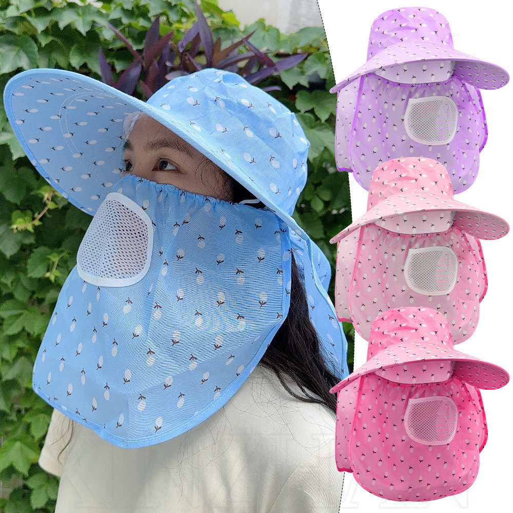 2-in-1 Face Shield Sunscreen Hat - Sunshade Tea Picking Fisherman Cap ...