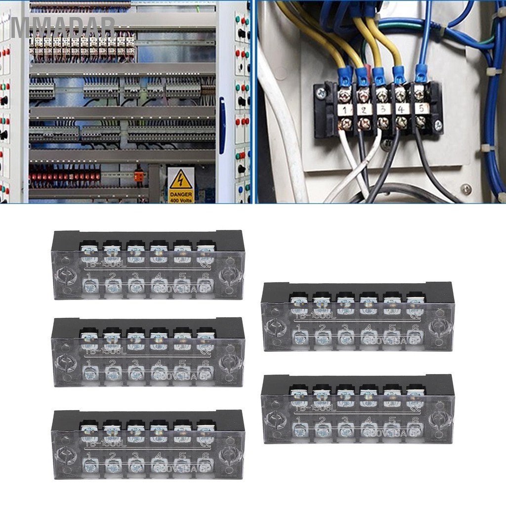 MMADAR 5 ชุด 6 ตำแหน่ง Terminal Blocks M3 สกรูสั้น Connector Barrier ...