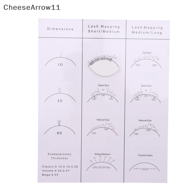 Che เริ่มต้น Grafted Lash แผนที่แป้งพัฟ Wispy Lashes Pratice Chart Eye ...