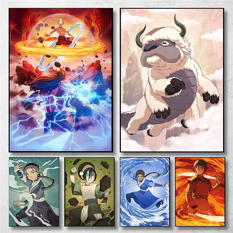 Avatar: The Last Airbender Avatar Aang Vs Ozai Appa Art โปสเตอร์ผ้าใบ ...