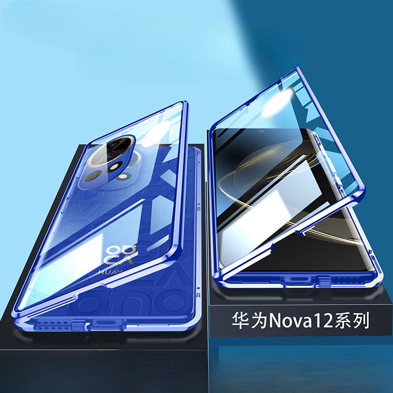 เคสโทรศัพท์กระจกสองด้านสําหรับ Huawei Nova 12 Pro Ultra Nova12Ultra เคสแม่เหล็ก 360° ฝาครอบป ้ ...