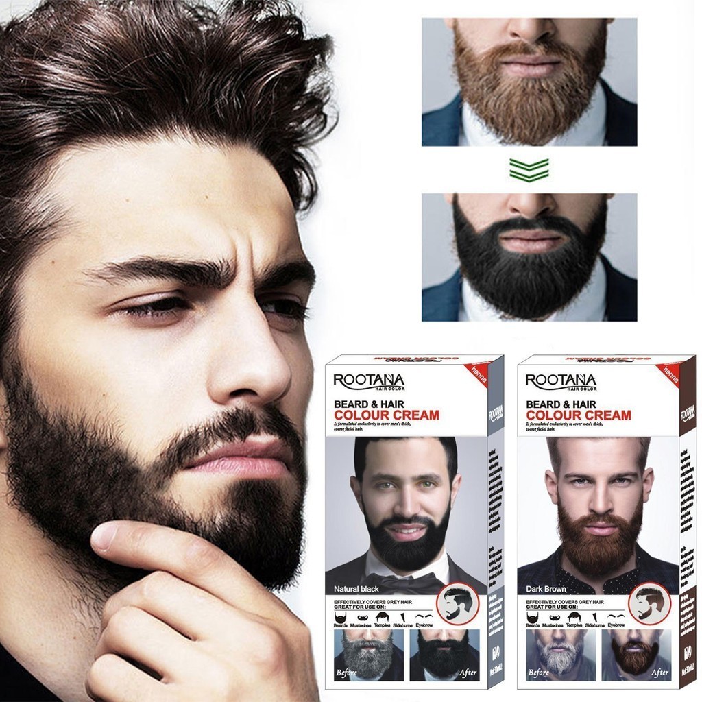 Mens Beard Dye Beard Coloring แชมพูสําหรับชายยาวสี Beard ครีมหนวด Dye ...