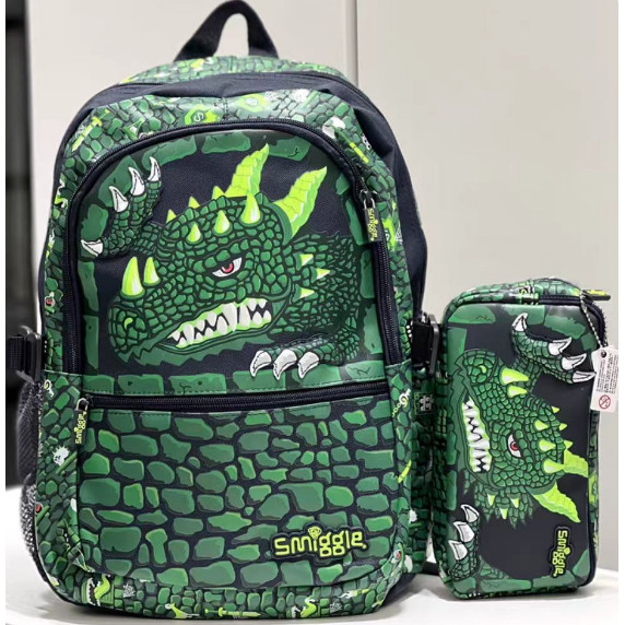 ออสเตรเลีย smiggle ชุดไดโนเสาร์สีเขียวกระเป๋านักเรียนกาต้มน้ำชุดอาหาร ...