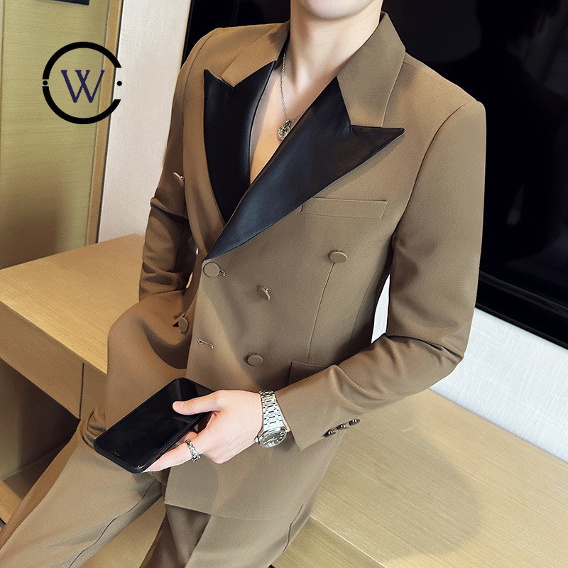 สไตล์มืดหล่อ Single-Breasted ชุดชุดแต่งงานผู้ชาย Tutos Multi-Breasted ...