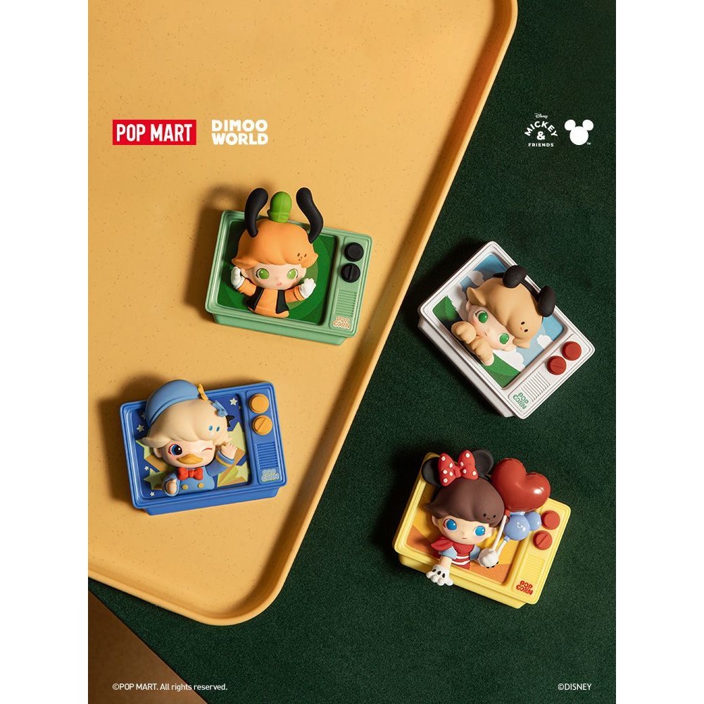 100% POPMART DIMOO WORLD x Disney Series สติ๊กเกอร์ติดตู้เย็น Mystery ...