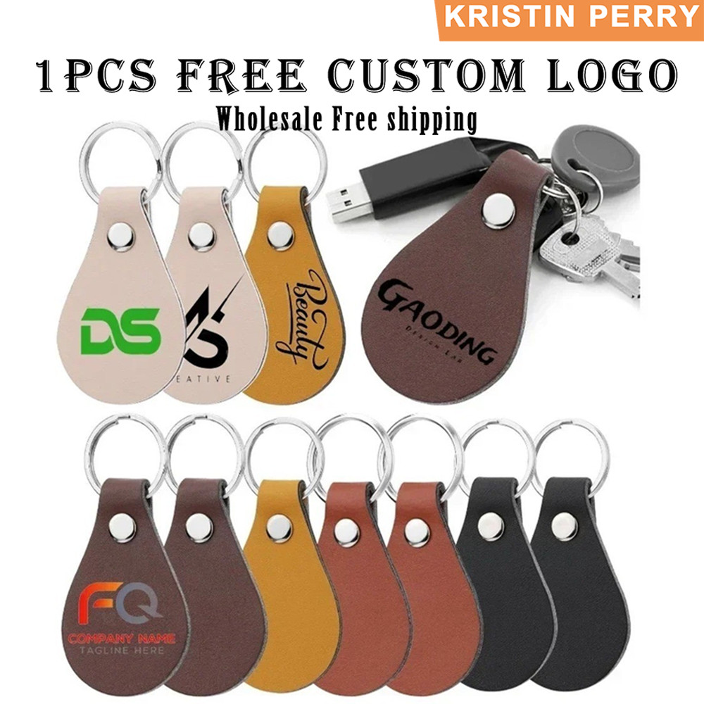1pcs ฟรี Custom PU หนัง Key Chain Fobs เปล่าหนังพวงกุญแจ Fob ชุด DIY ...