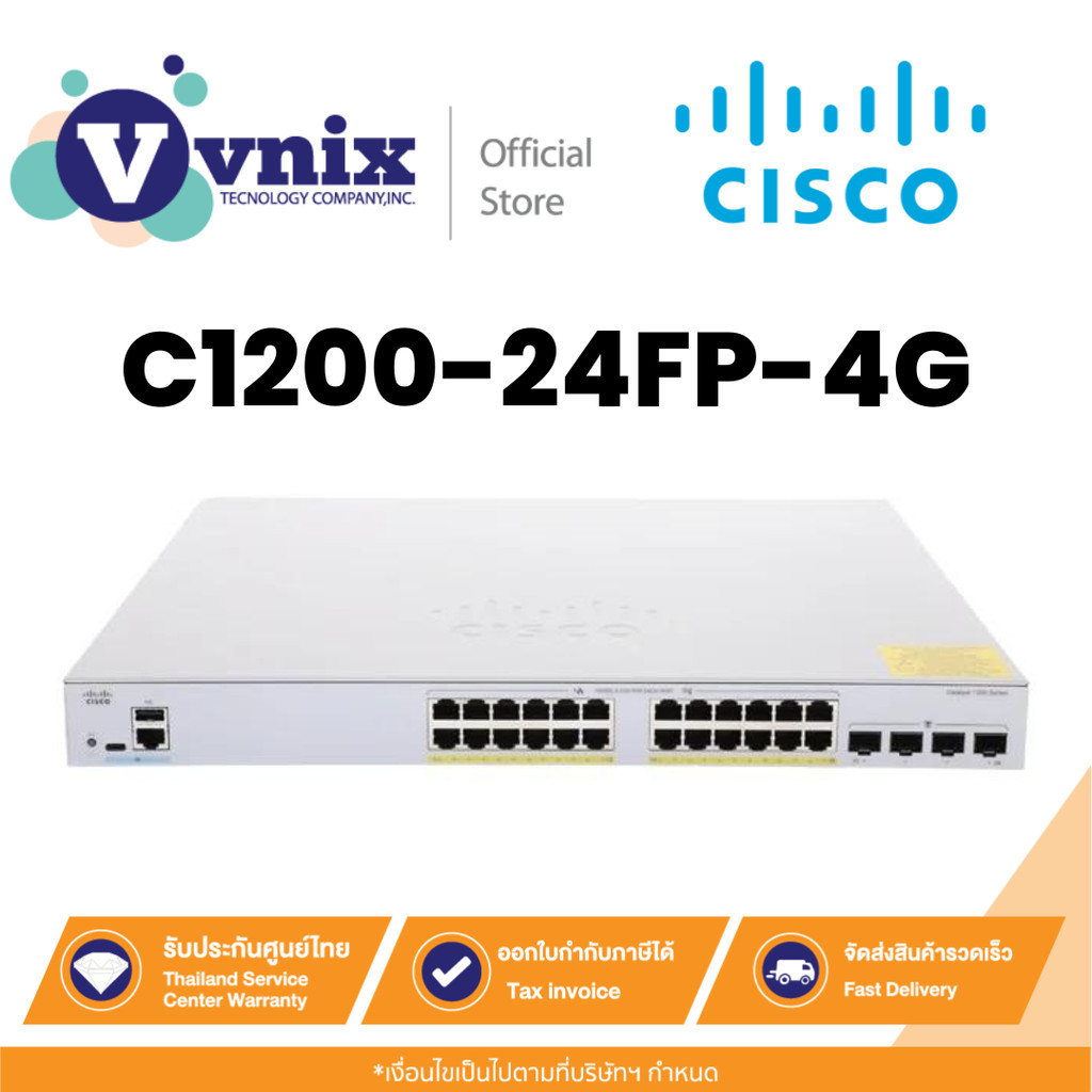 Cisco C1200-24FP-4G Gigabit Switching Hub 24 Port 17,24 POE By Vnix ...
