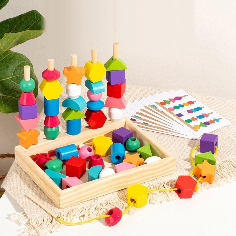 Montessori Toys Bead Sequencing Set, Toddlers Preschool Learning Fine ...