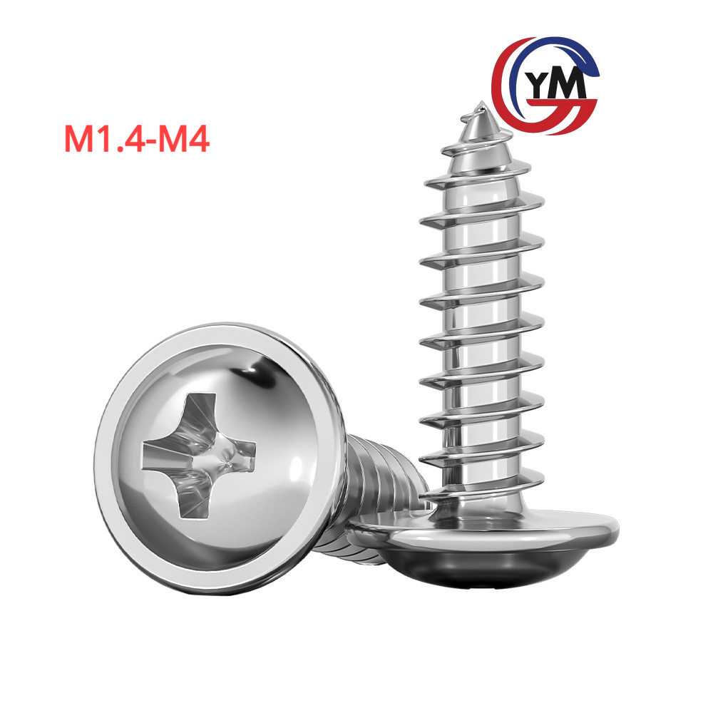 [YHM1] สกรู น๊อต สกรูปลายแหลมหัวนูน หัวP หัวเวเฟอร์ เจาะไม้ ปลายแหลมคม เบอร์ สแตนเลส 304 M1.4-M4 ...