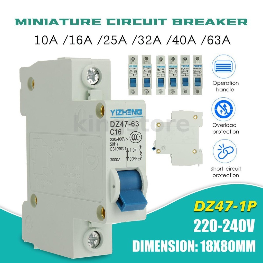 Tpn 1P + N Mini Circuit Breaker MCB 20A 25A 32A 40A 50A 60A 35 มม. Din ...