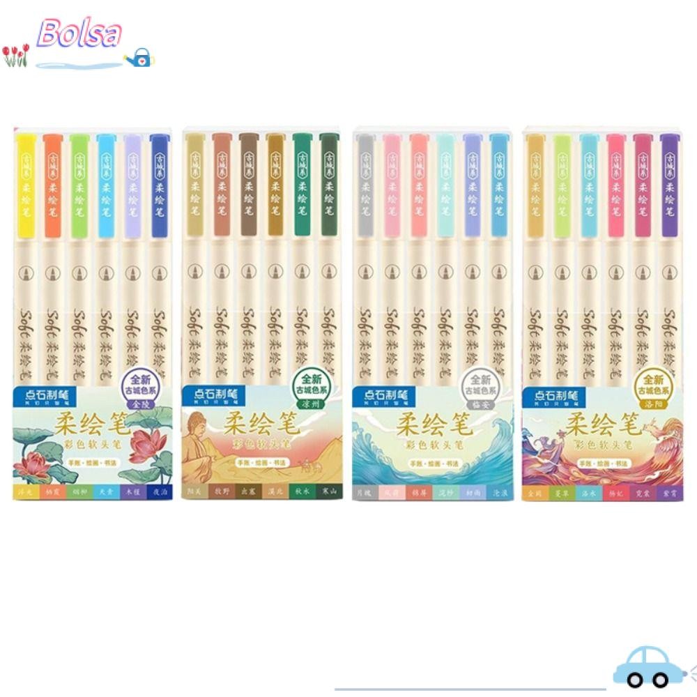 Bolsa 6 ชิ้นภาพวาด Marker, Stackable สีความงามเครื่องเขียนแปรงประดิษฐ์ ...