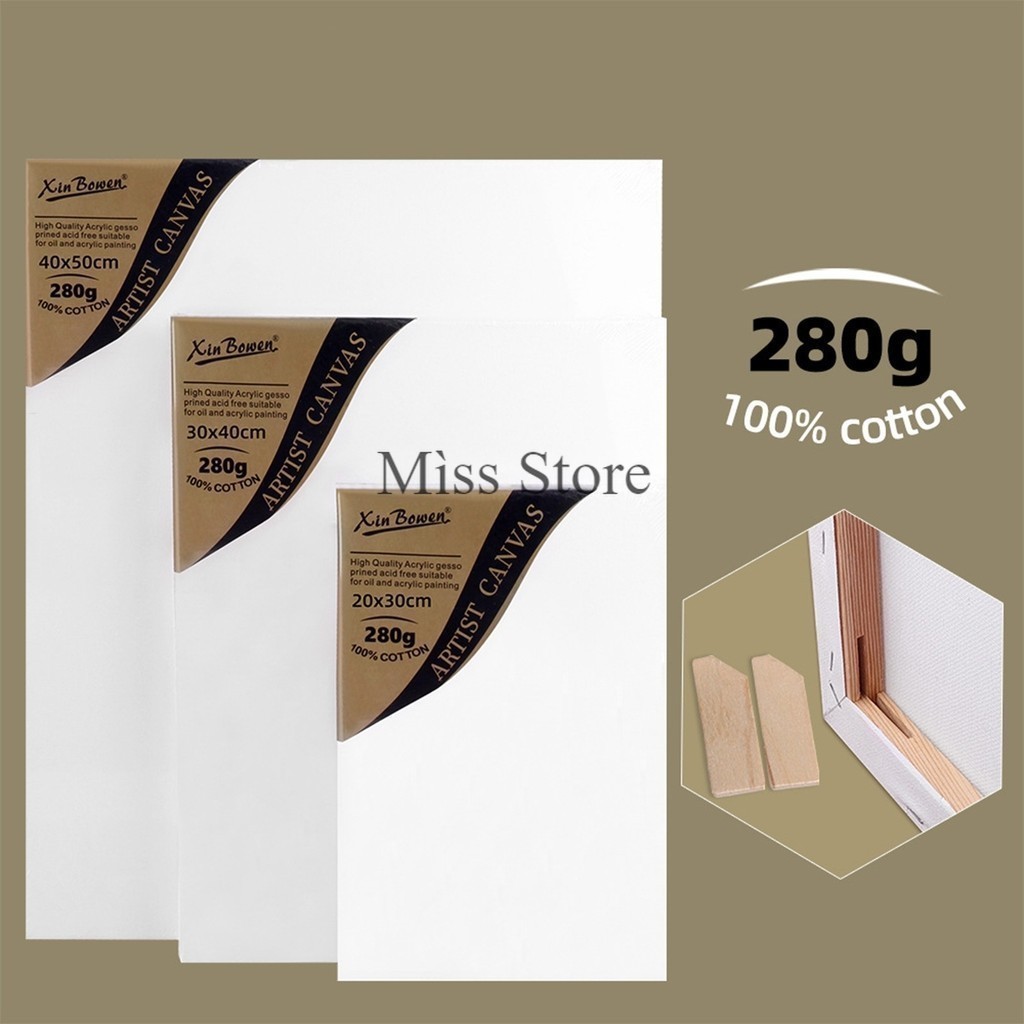 เฟรมผ้าใบสำเร็จรูป ผ้าใบวาดรูป เฟรมผ้าใบแคนวาส คุณภาพดี DIY สีน้ำมัน สีอะคริลิค 280g 100% cotton ...