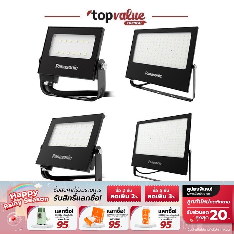 [เหลือ 252 ทักแชท] Panasonic LED Floodlight IP65 สปอร์ทไลท์ โคมไฟฟลัด ...