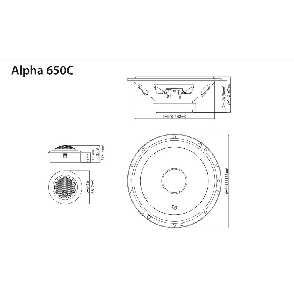 INFINITY ALPHA 650C | 6-1/2" (160mm) | Two Way Component Speaker System ...