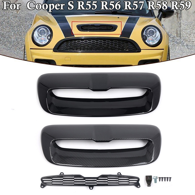 Possbay สีดําเงารถด้านหน้า Hood Air Intake Vent Scoop พร้อมอุปกรณ์ติดตั้งสําหรับ Mini Cooper S ...