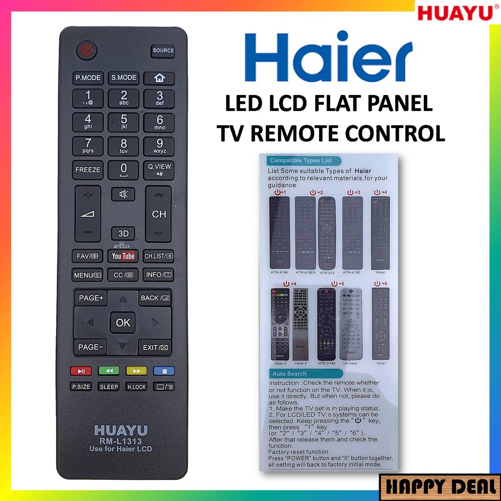 HAIER Flat Panel LED LCD Smart TV รีโมทคอนโทรลทดแทน (RM-L1313) | Shopee ...