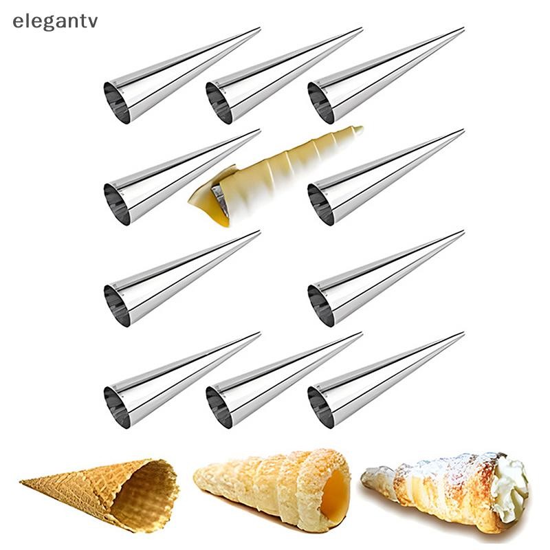 Egn 10 ชิ้นกรวยหลอดกรวยม้วน Moulds เกลียวครัวซองต์แม่พิมพ์ครีมฮอร์น ...