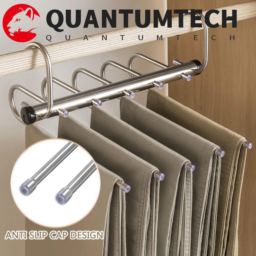 Quantumtech พับ Magic ไม้แขวนกางเกง, สแตนเลสทนทาน Multi-layer ไม้แขวนเสื้อ, ราวตากผ้าสะดวกเงิน ...
