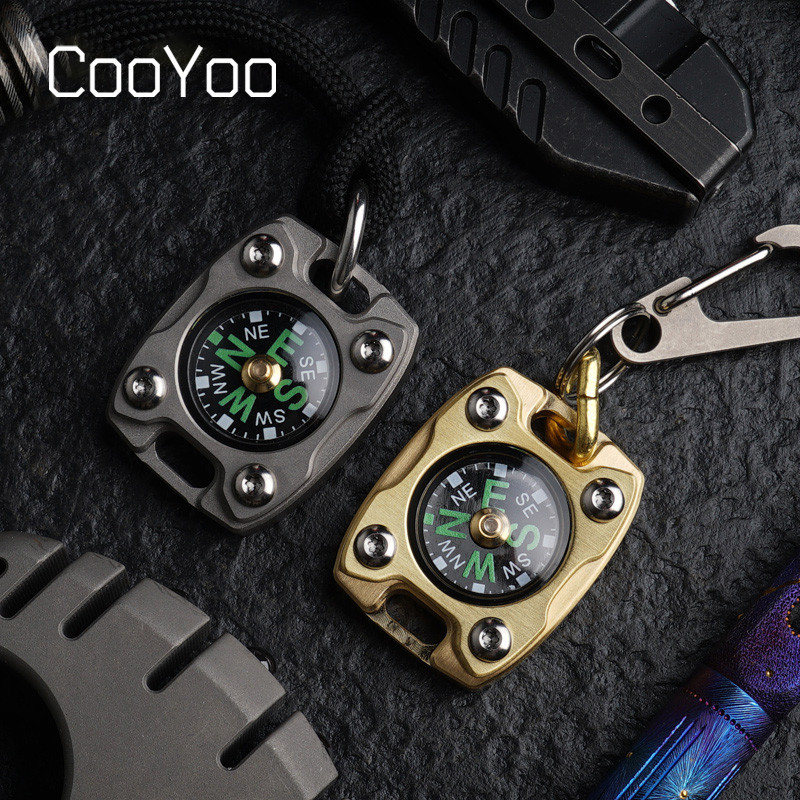 CooYoo CPS-2 เข็มทิศขนาดเล็กทำจากไทเทเนียมอัลลอยด์/ทองเหลือง EDC ...