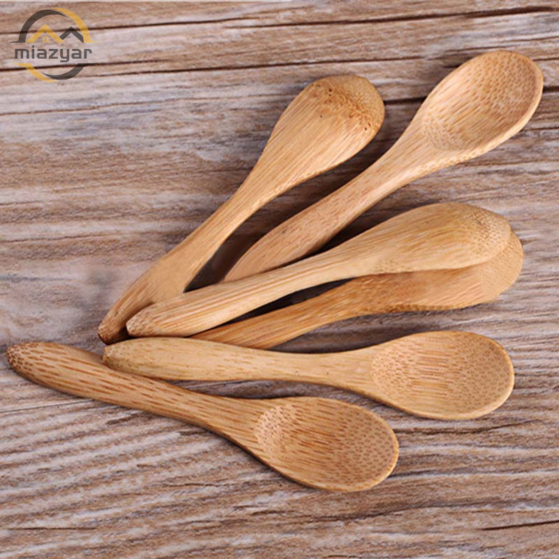 😍COD😍ช้อนไม้ไม้ไผ่ ช้อนไม้ ตักเครื่องปรุง ช้อนขนม ทรงกลม ขนาดเล็ก ...