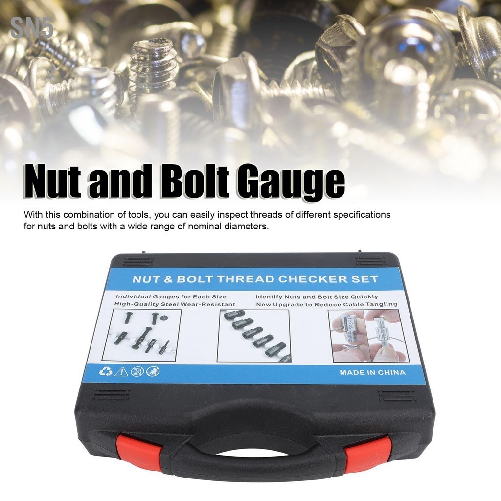 SN5 26 PCS Nut Bolt Thread Checker ความแม่นยำสูงเหล็กคาร์บอน ABS และ ...
