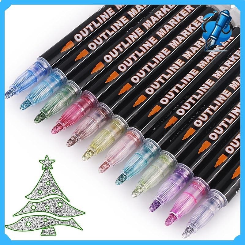 Inoranges Oil-based Pen 12-color Set, Color Pen, Outline Pen, Metallic ...